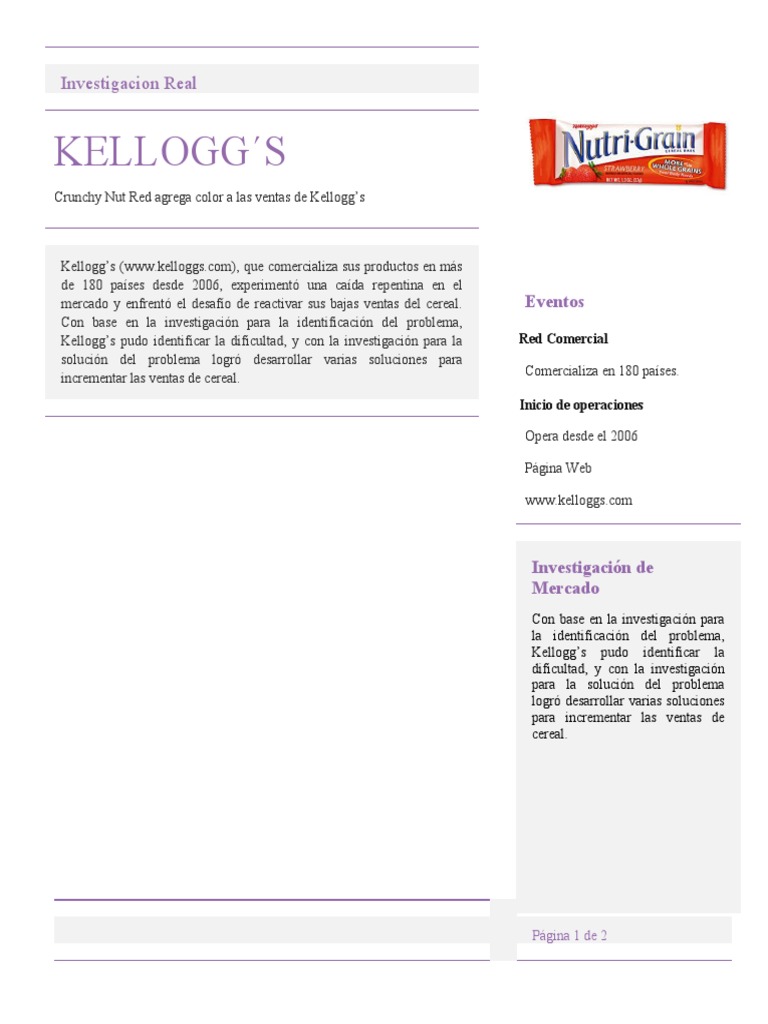 Caso Kelloggs | PDF | Cereales | Mercado (economía)