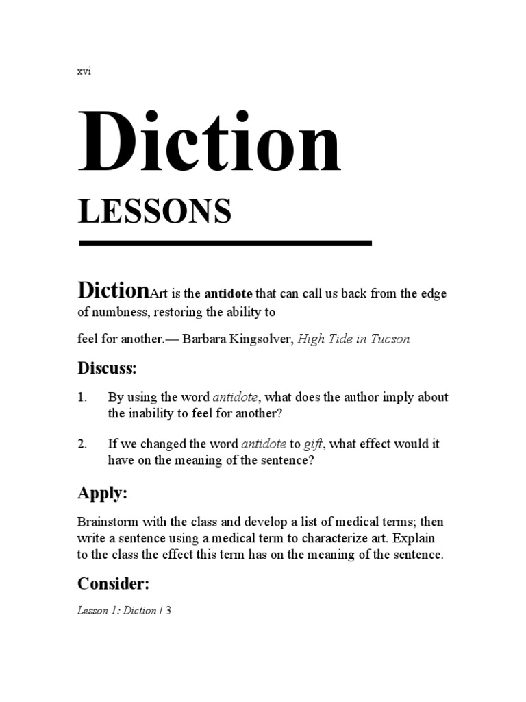 Diction Lessons | PDF | Adverb | Verb