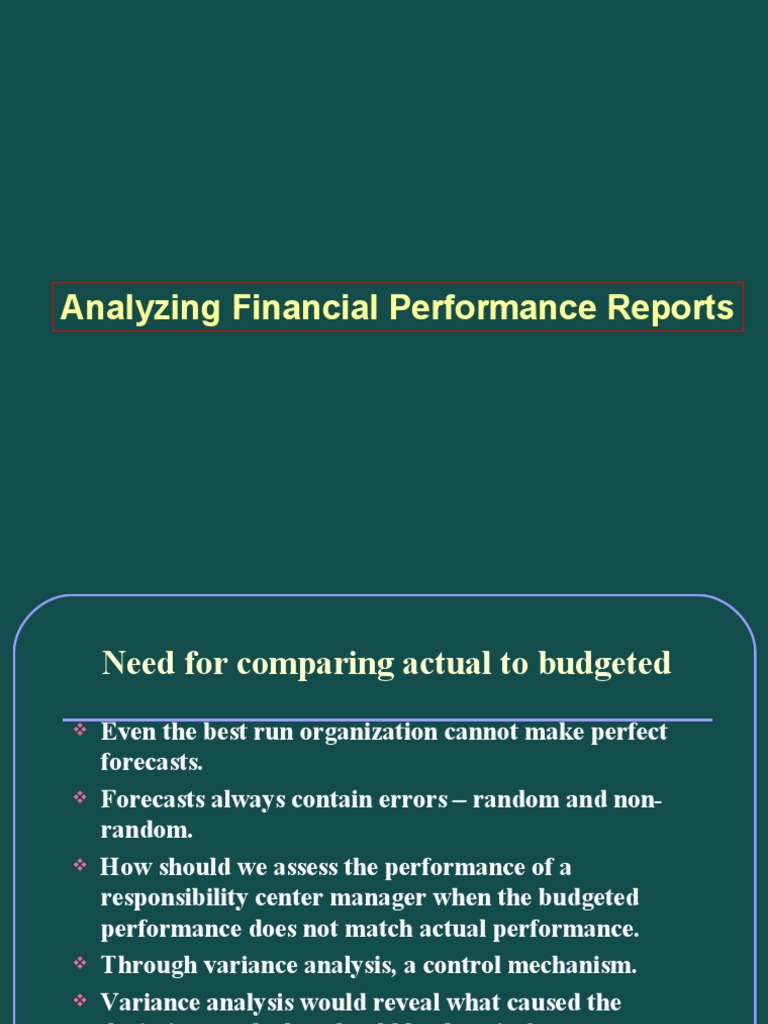 Analyzing Financial - Performance Report | PDF | Prices | Variance