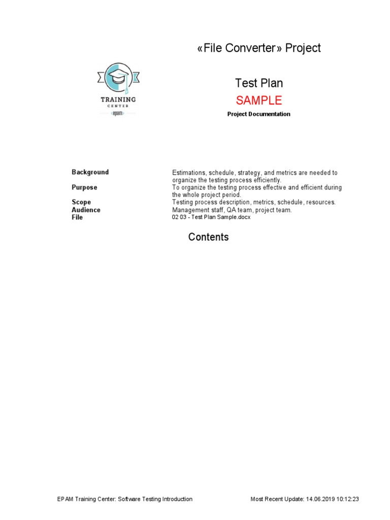 File Converter Project Test Plan: Sample | PDF | Software Testing ...
