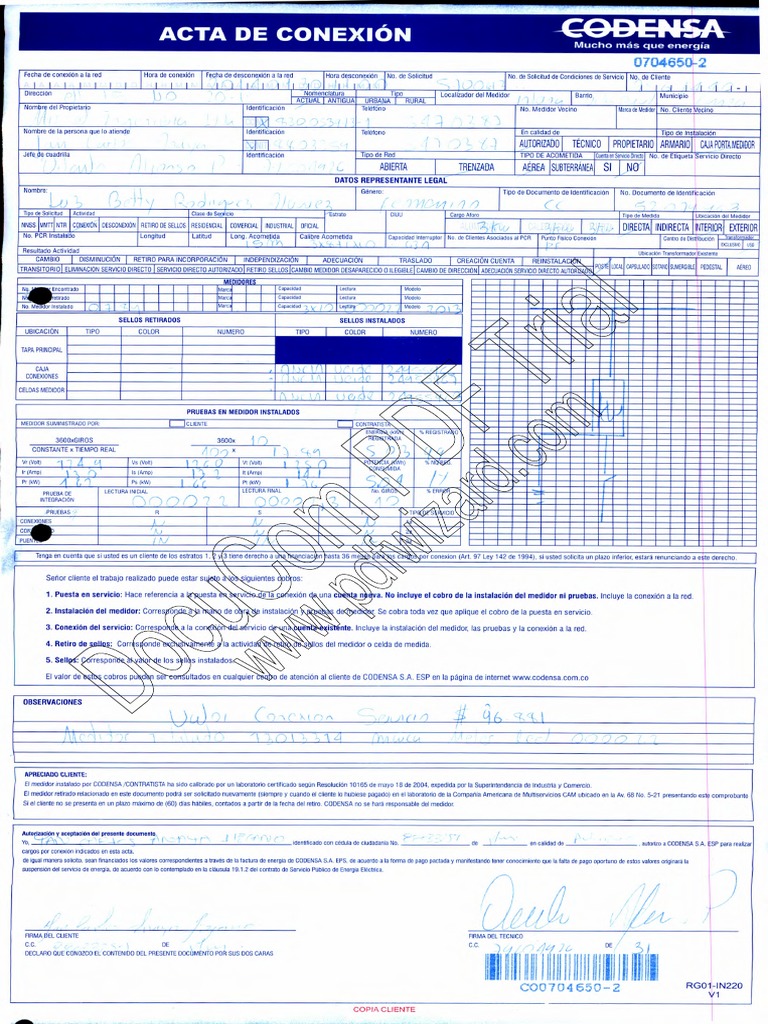 Acta de Conexión Codensa | PDF | Business | Science