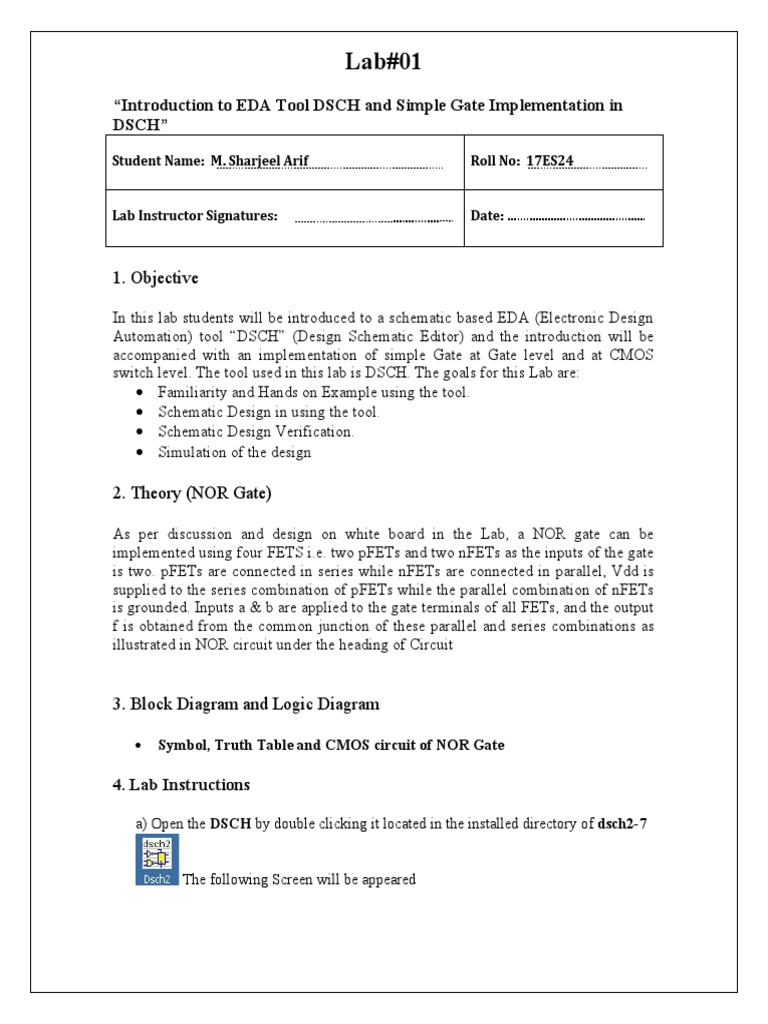Objective: "Introduction To EDA Tool DSCH and Simple Gate ...