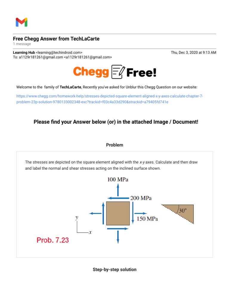 Free Chegg Answer From Techlacarte: 1 Message | PDF