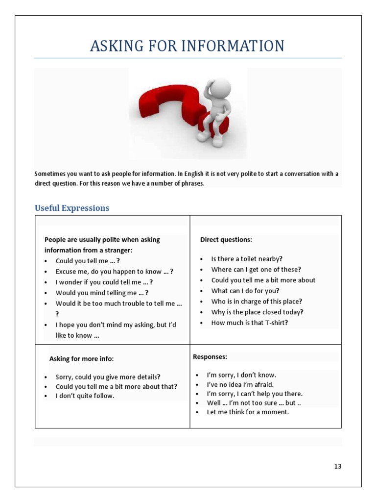 How to Politely Ask for Information | PDF