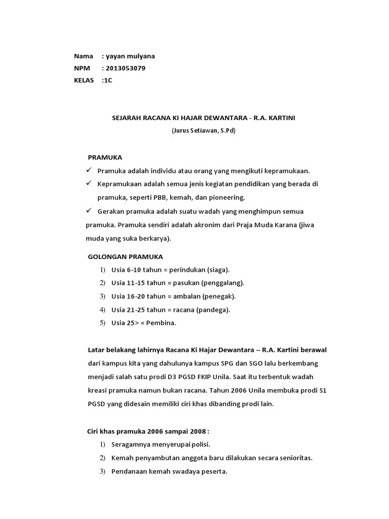 Racana Ki Hajar Dewantara Dan Ra Kartini | PDF