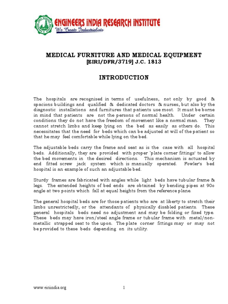 Project Report On Medical Furniture and Medical Equipment | PDF | Bed ...