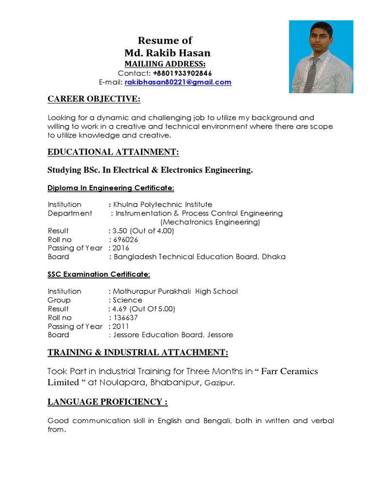 0 - Rakib Hasan (CV) | PDF | Bangladesh | Engineering