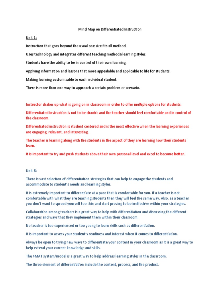 Mind Map On Differentiated Instruction | Download Free PDF ...