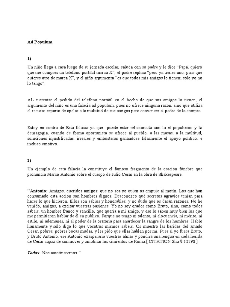 Ad Populum | PDF | Falacia