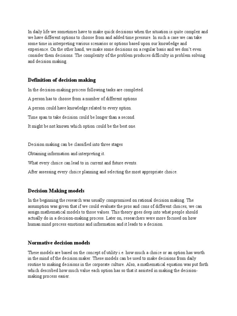 Understanding Decision-Making Models | PDF | Heuristics In Judgment And ...