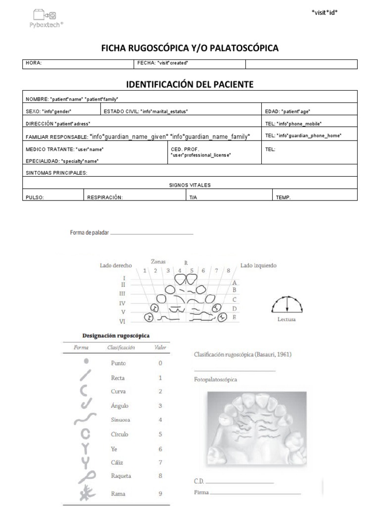 Ficha Rugoscópica y Palatoscopica | PDF