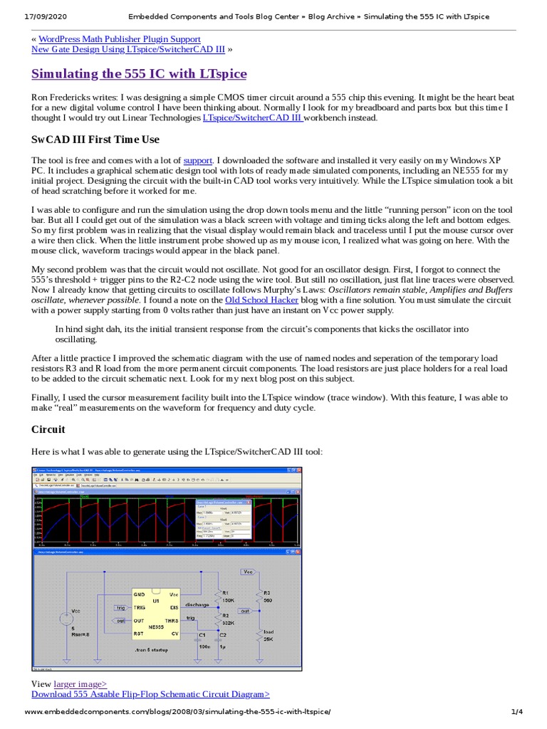 Simulating The 555 Ic With Ltspice: Swcad Iii First Time Use | PDF ...