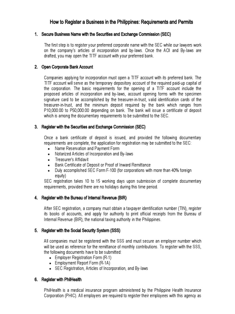 How To Register A Business in The Philippines: Requirements and Permits ...