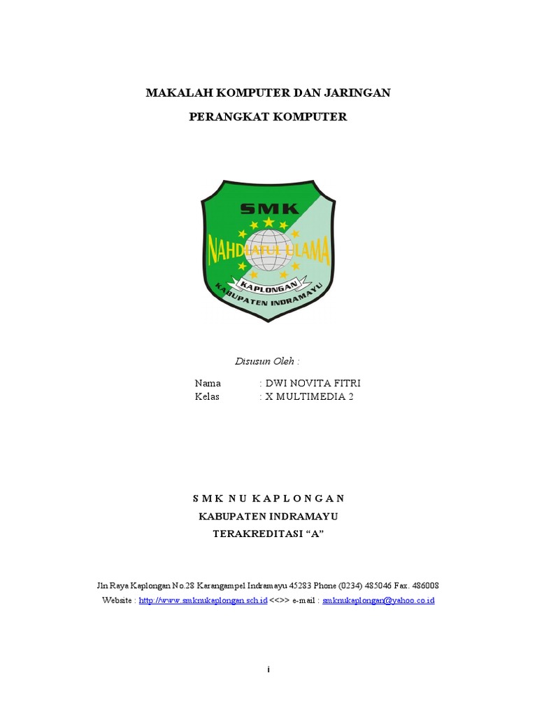 Laporan Cover SMK Nu Kaplongan | PDF