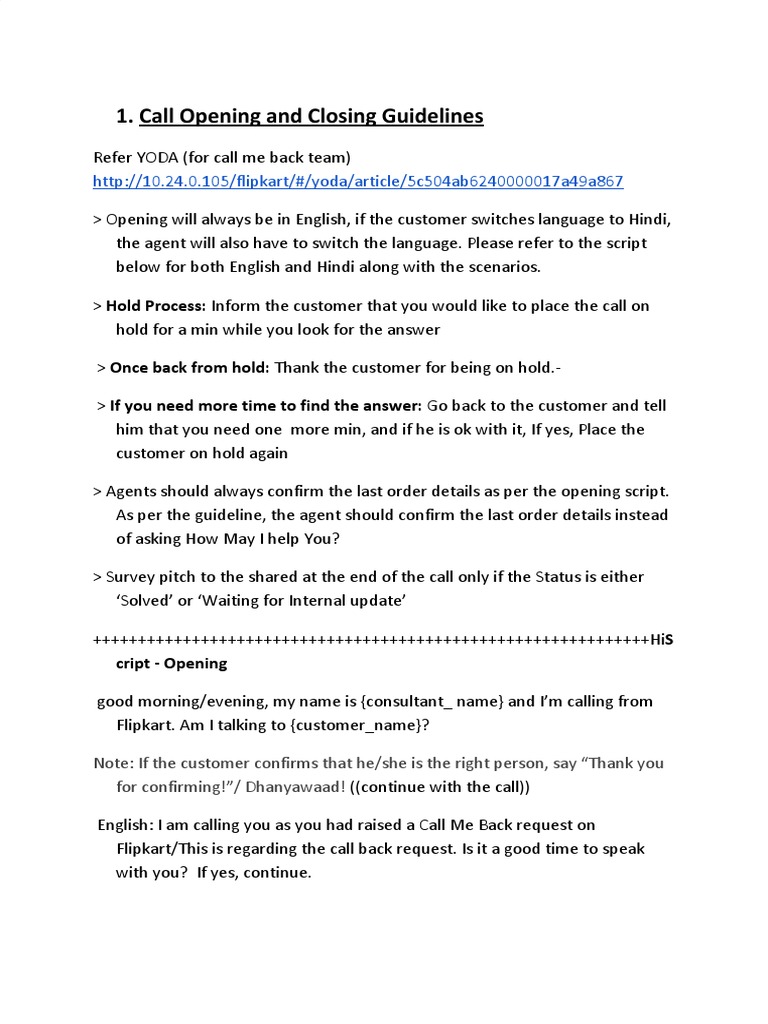 Voice Script - Call Scenerios-1 | PDF | Business
