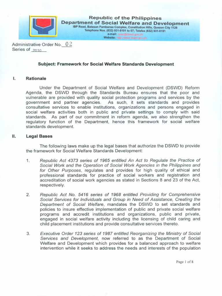 Framework For Social Welfare Standards Development | PDF | Social Work ...