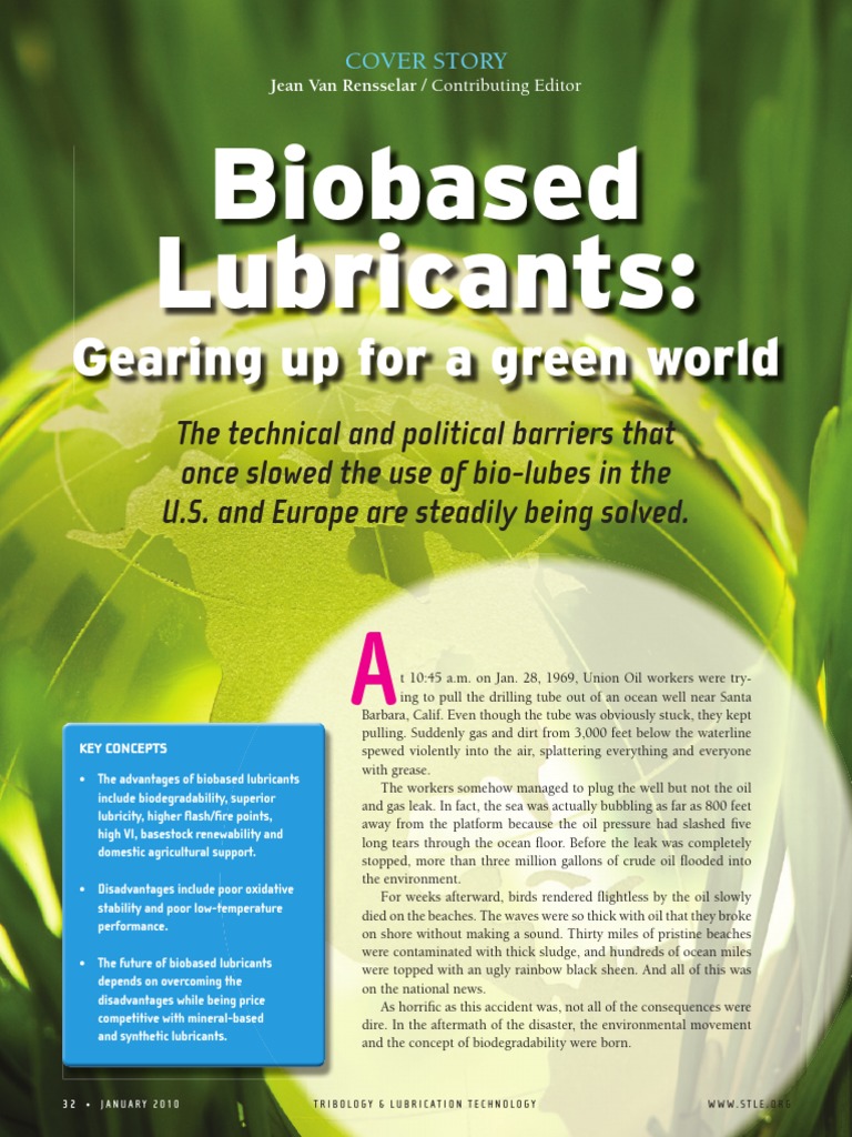 Biobased Lubricants - Gearing Up For A Green World - TLT Article ...