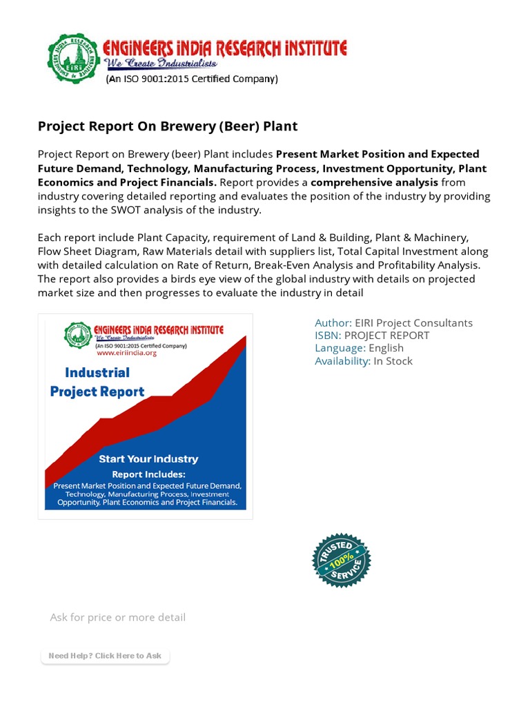 Project Report On Brewery (Beer) Plant Project Report On Brewery (Beer ...