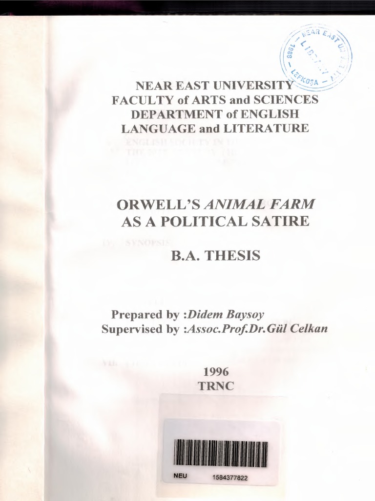 Orwell'S Animal Farm As A Political Satire B.A. Thesis: of of | PDF ...