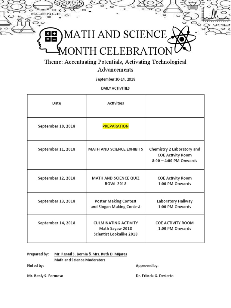 Math and Science Daily Activities | PDF