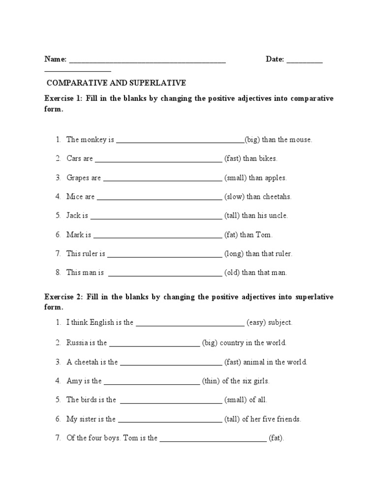 Comparative and Superlative | PDF