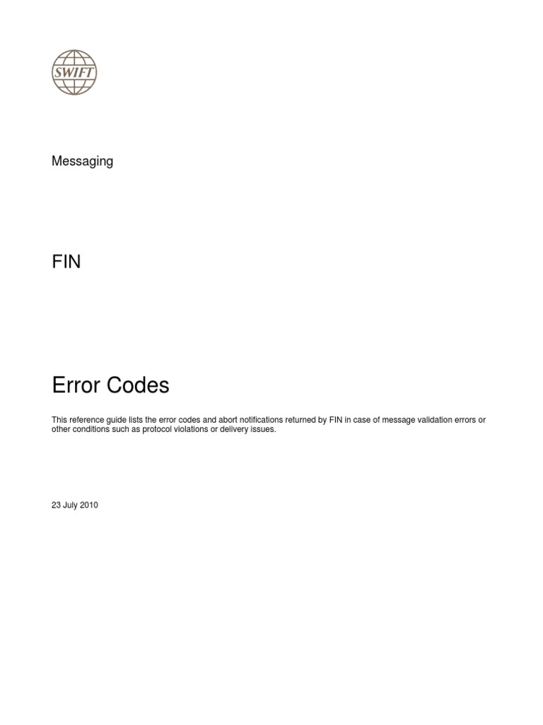 FIN Error Codes PDF | PDF | Transmission Control Protocol | Computer ...