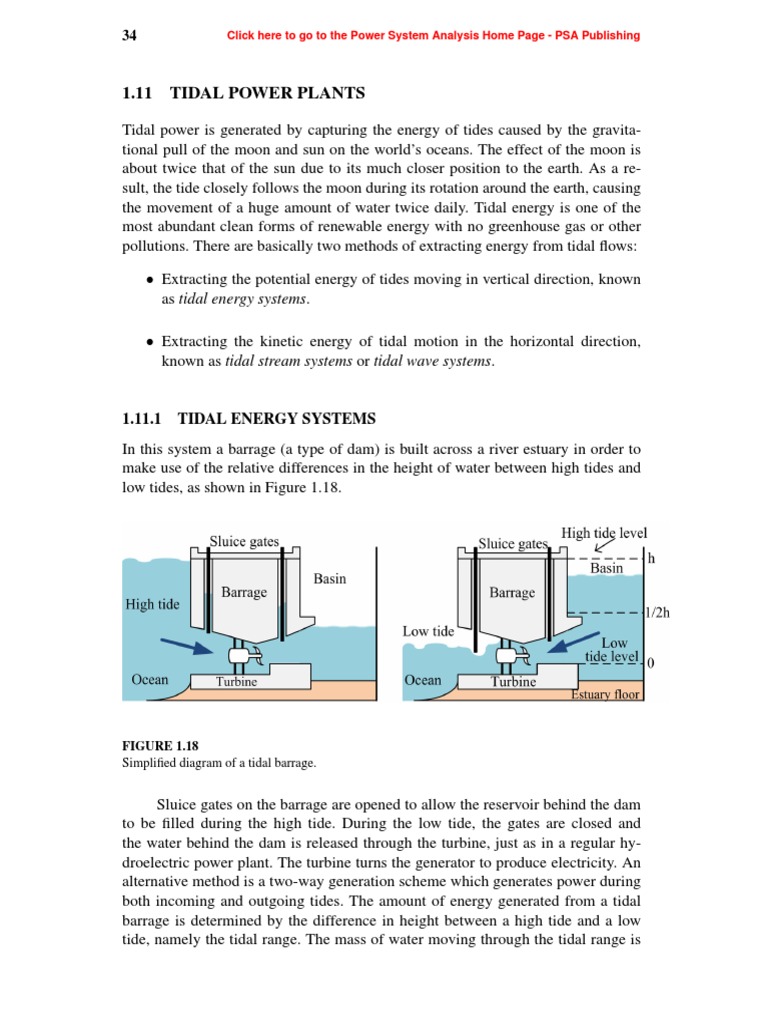 1.11 Tidal Power Plants: - Extracting The Potential Energy of Tides ...