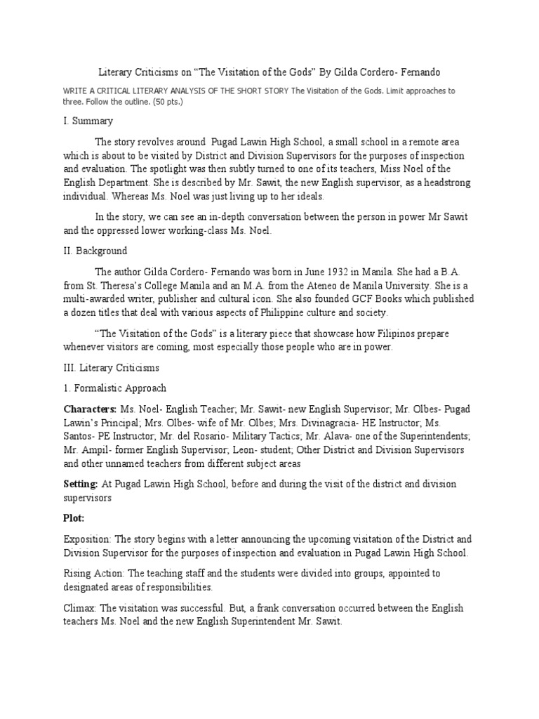 Literary Criticism On Visitation of The Gods | PDF