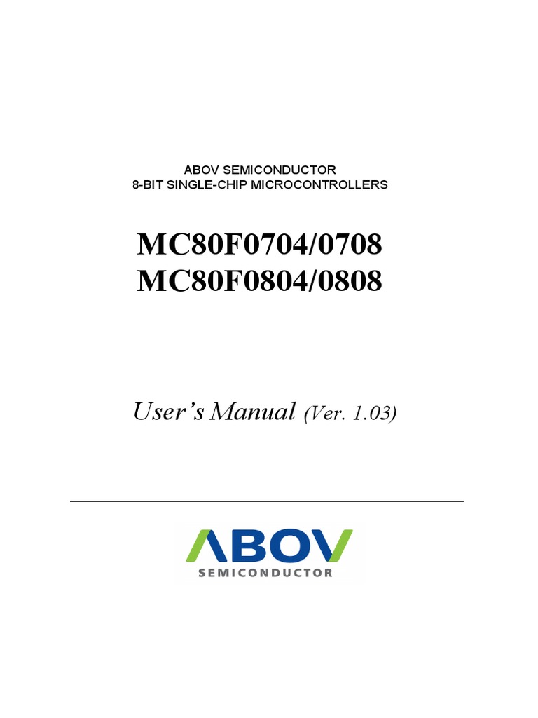MC80F0704/0708 MC80F0804/0808: User's Manual | PDF | Analog To Digital ...