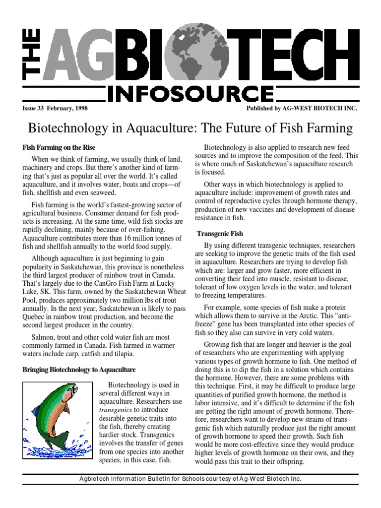 Biotechnology in Aquaculture | PDF | Aquaculture | Biotechnology
