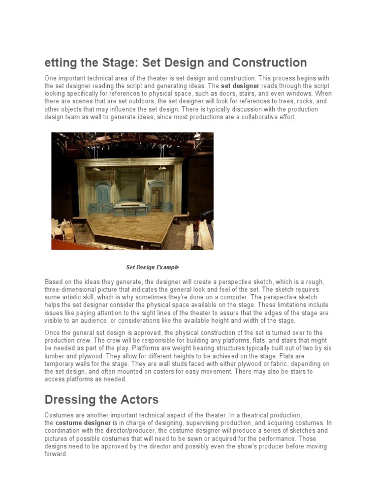 Etting The Stage: Set Design and Construction | PDF | Costume | Theatre