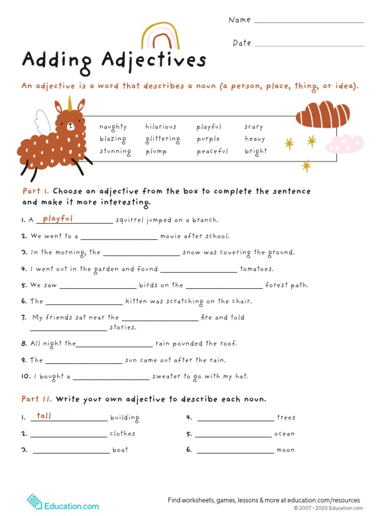 Writing Adjectives Using Adjectives PDF | PDF