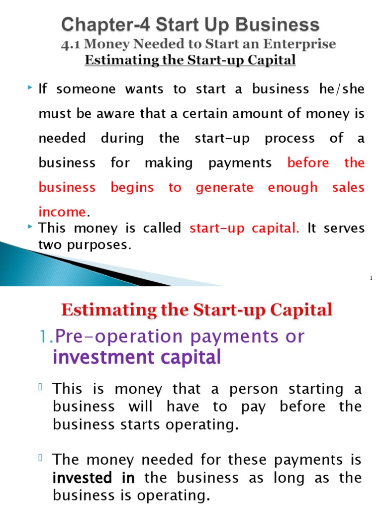 Before The Business Begins To Generate Enough Sales Income Start-Up ...