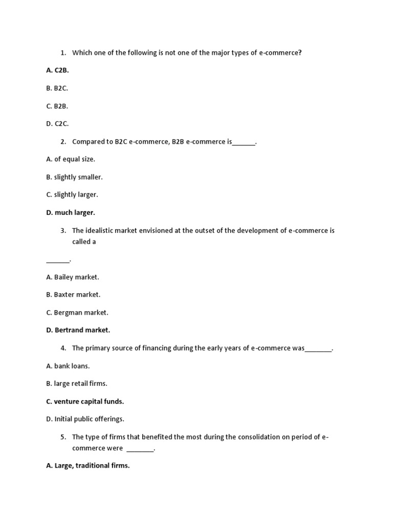 E-Commerce MCQs PDF | PDF | E Commerce | Business Model
