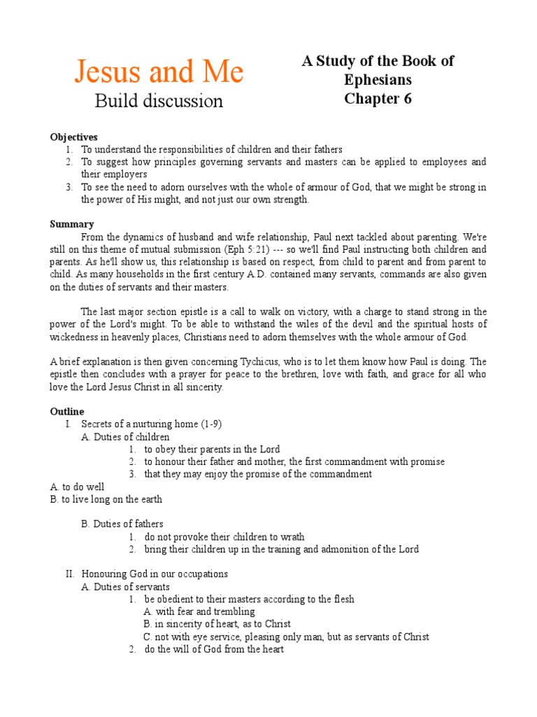 Eph CH 6 | PDF | Epistle To The Ephesians | Paul The Apostle