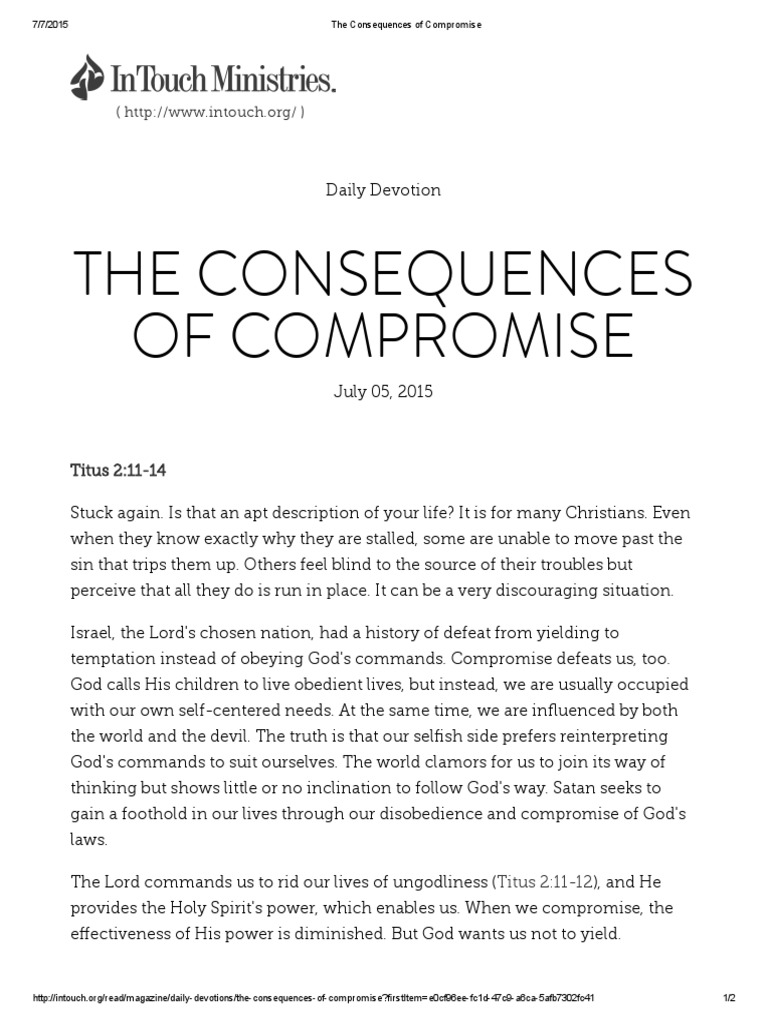 The Consequences of Compromise | PDF | Satan | Metaphysics Of Religion