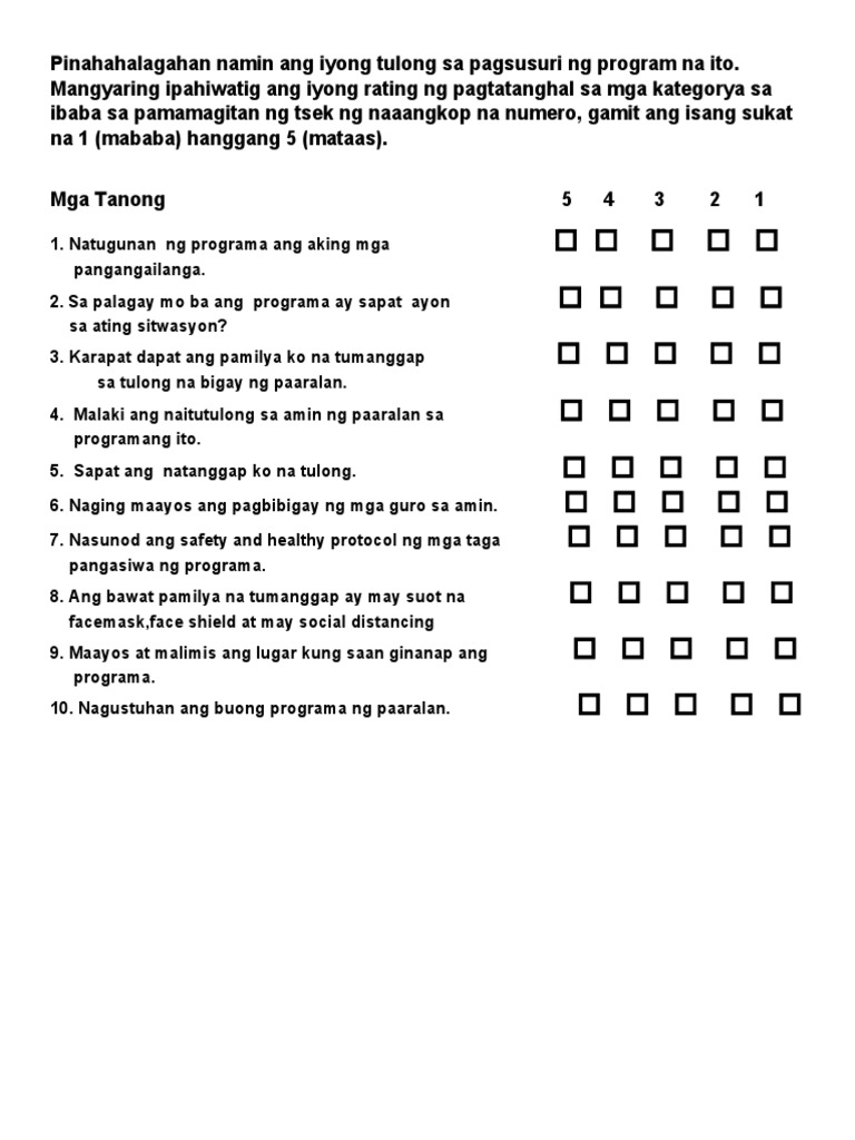 Evaluation Form For Outreach Program | PDF