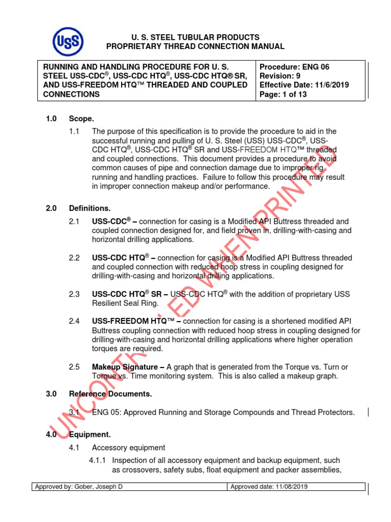 Approved By: Gober, Joseph D Approved Date: 11/08/2019 | PDF | Pipe (Fluid Conveyance ...