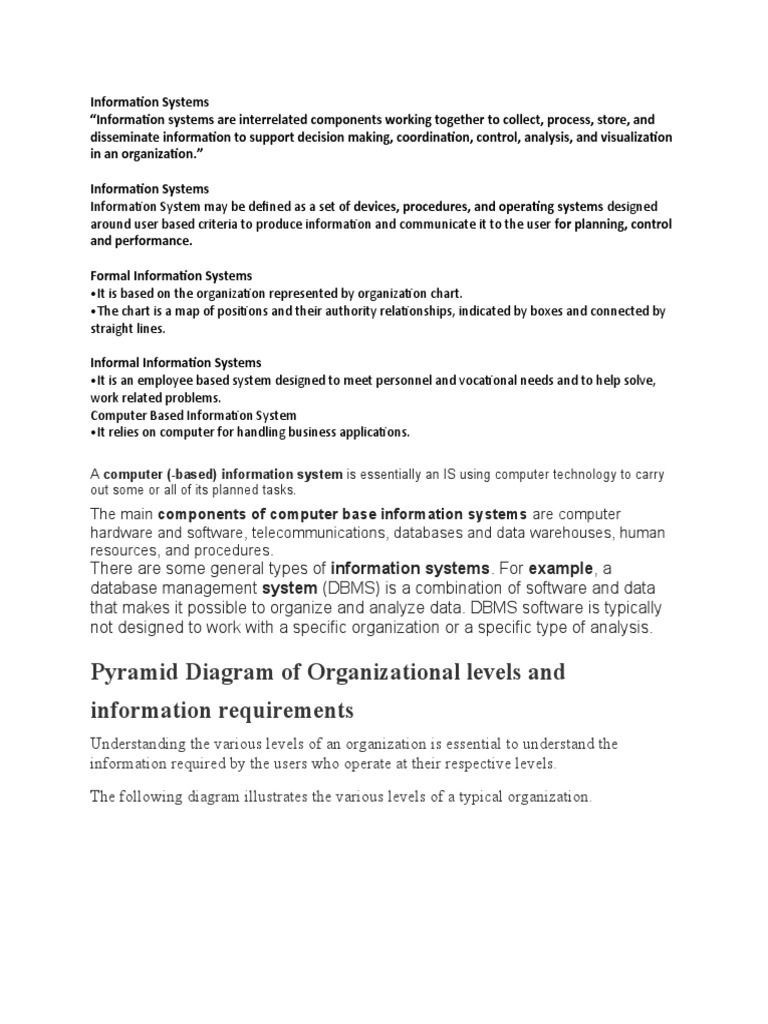 Pyramid Diagram of Organizational Levels and Information Requirements ...