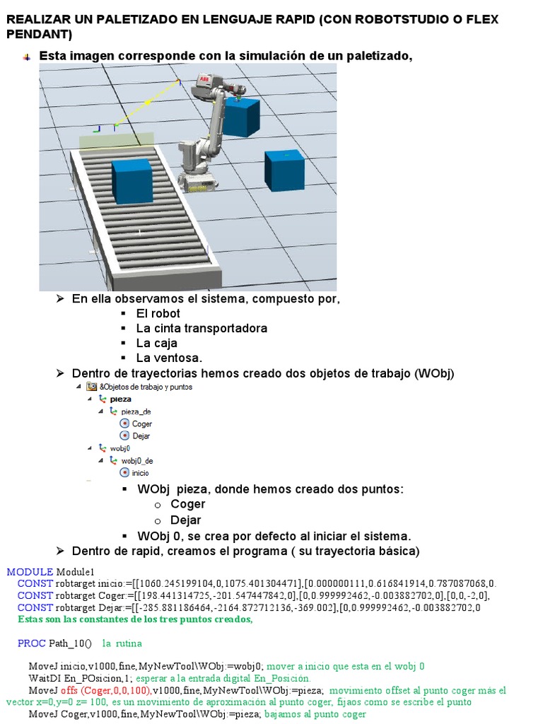 Realizar Un Paletizado en Lenguaje Rapid | PDF | Programación de ...