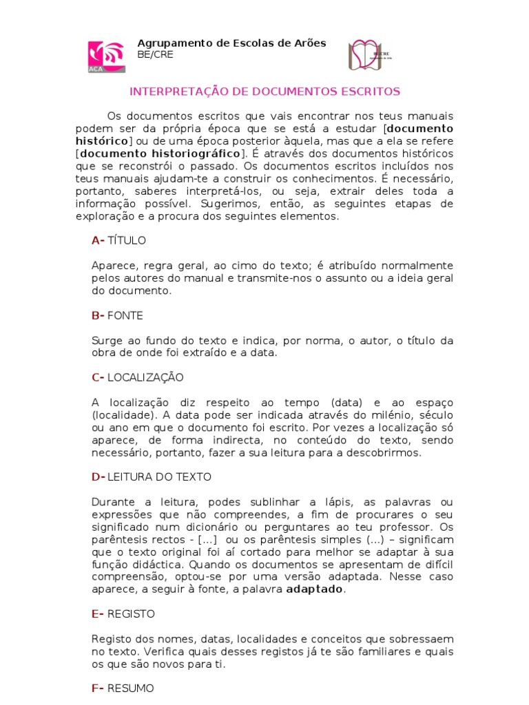Como Interpretar Documentos Escritos | PDF