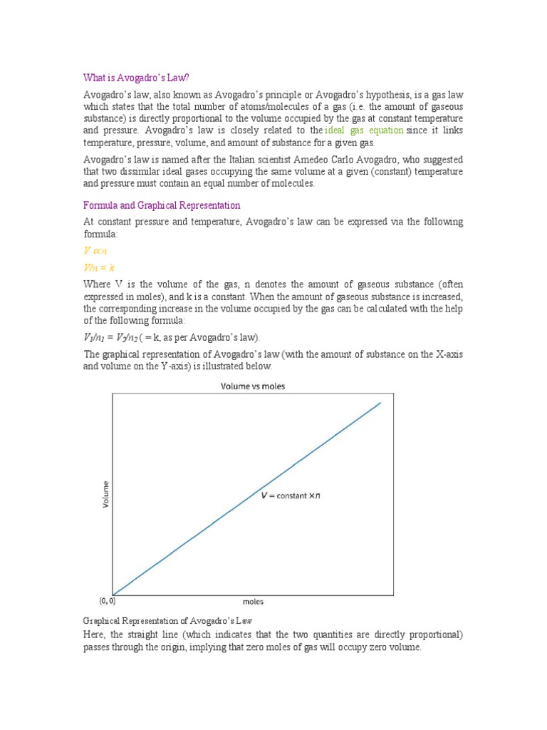 Avogadros Law Note With Assignment PDF | PDF | Gases | Mole (Unit)