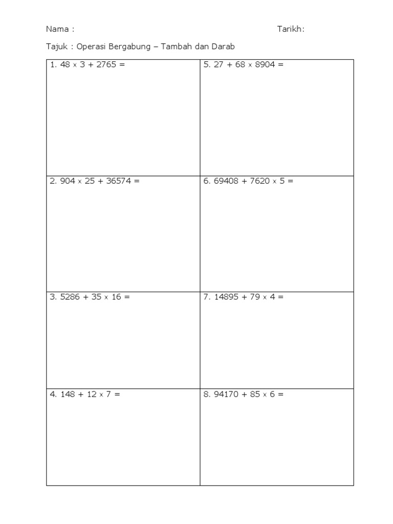 Latih Tubi Soalan Latihan Matematik Tahun 5 Cuti Bulan Mac 2 Pdf