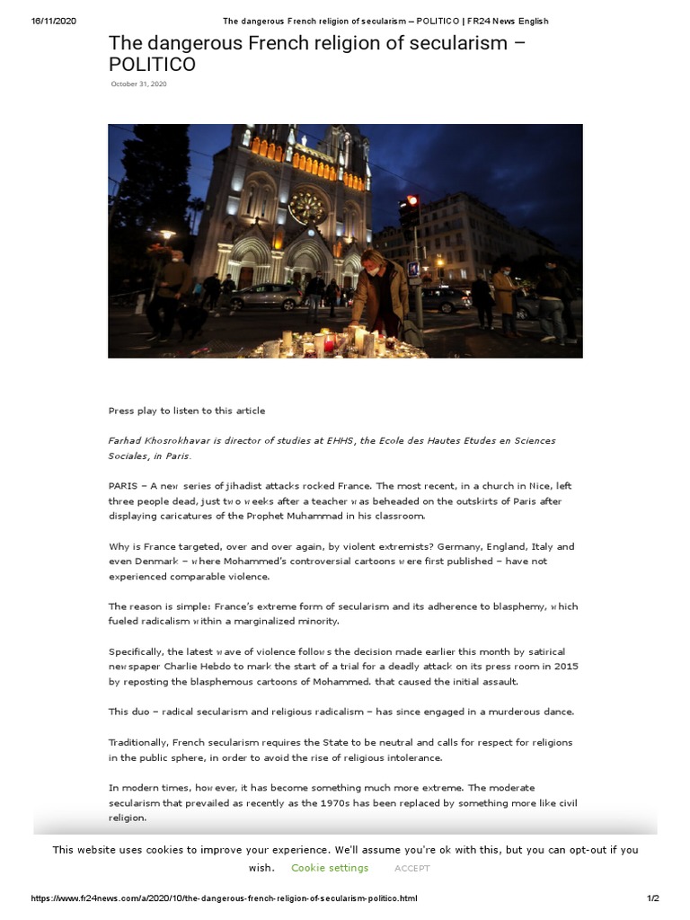 The Dangerous French Religion of Secularism - POLITICO - FR24 News ...