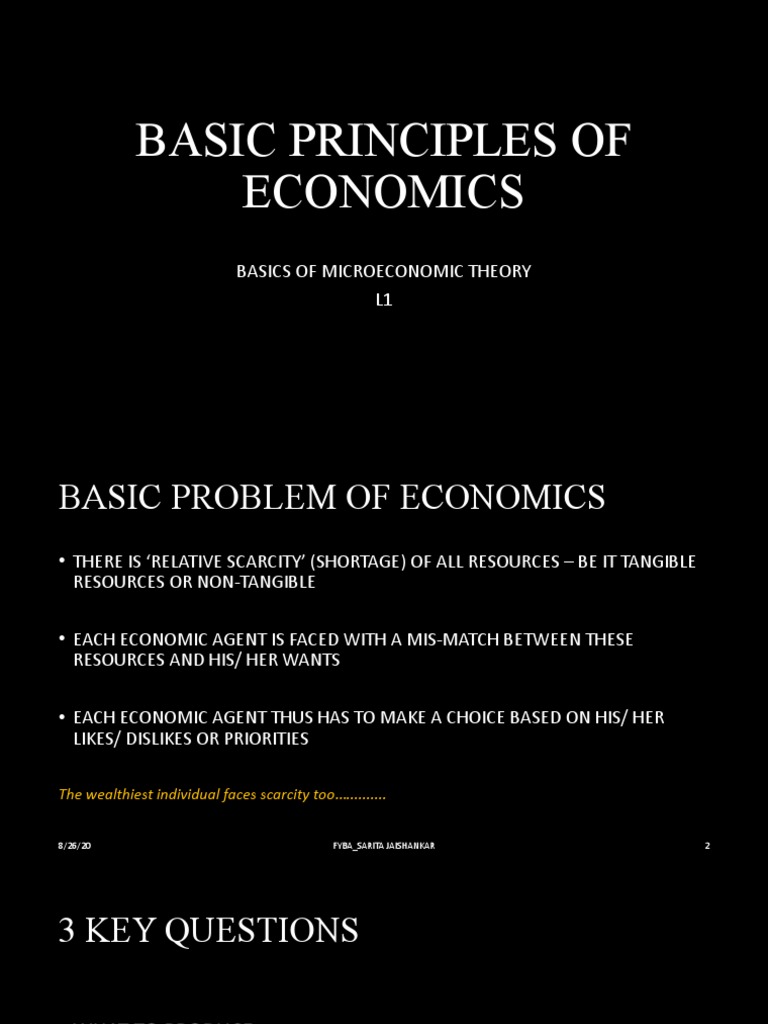 Basic Principles of Economics: Basics of Microeconomic Theory L1 | PDF ...
