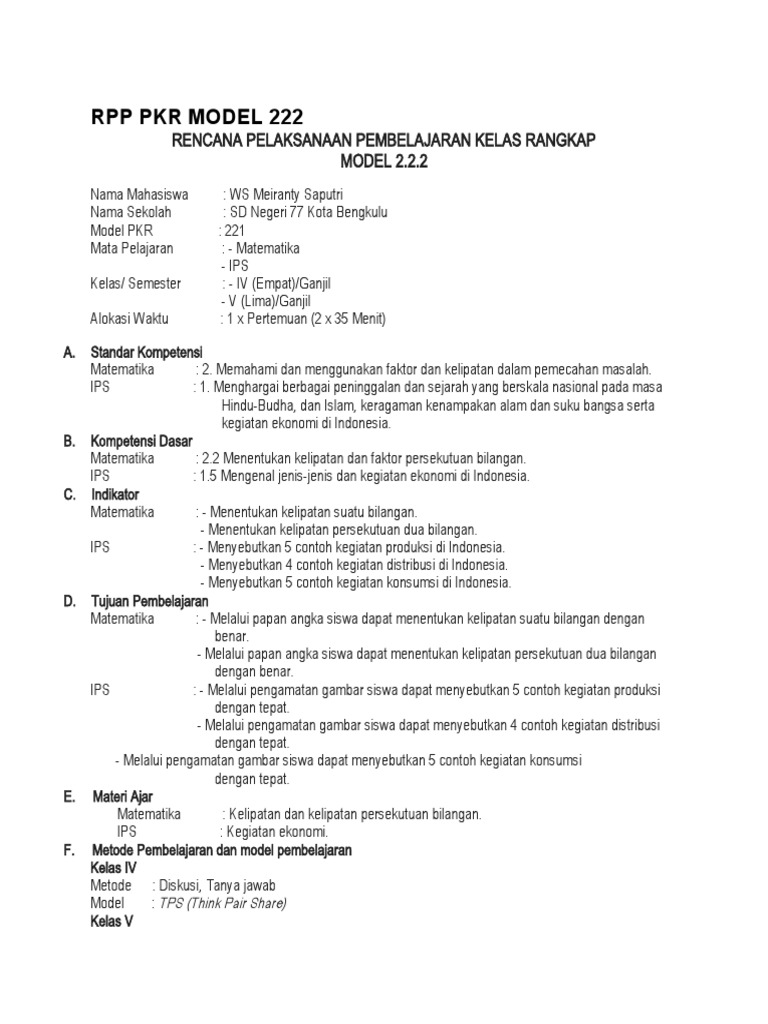 RPP PKR Model 222 | PDF
