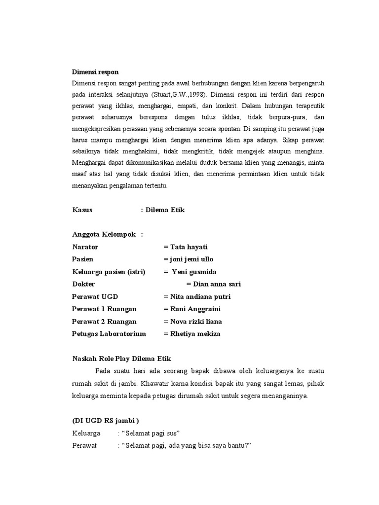 Roleplay Dimensi Respon | PDF | Kesehatan Holistik