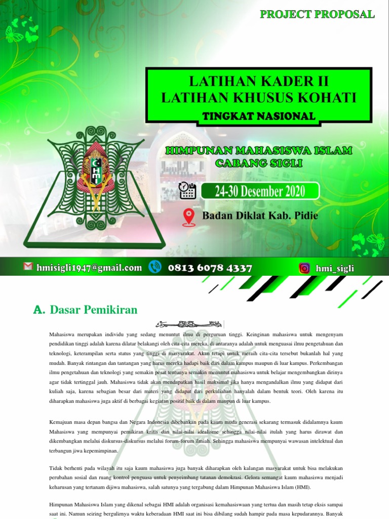 Proposal LK 2 Dan LKK Hmi Cabang Sigli | PDF