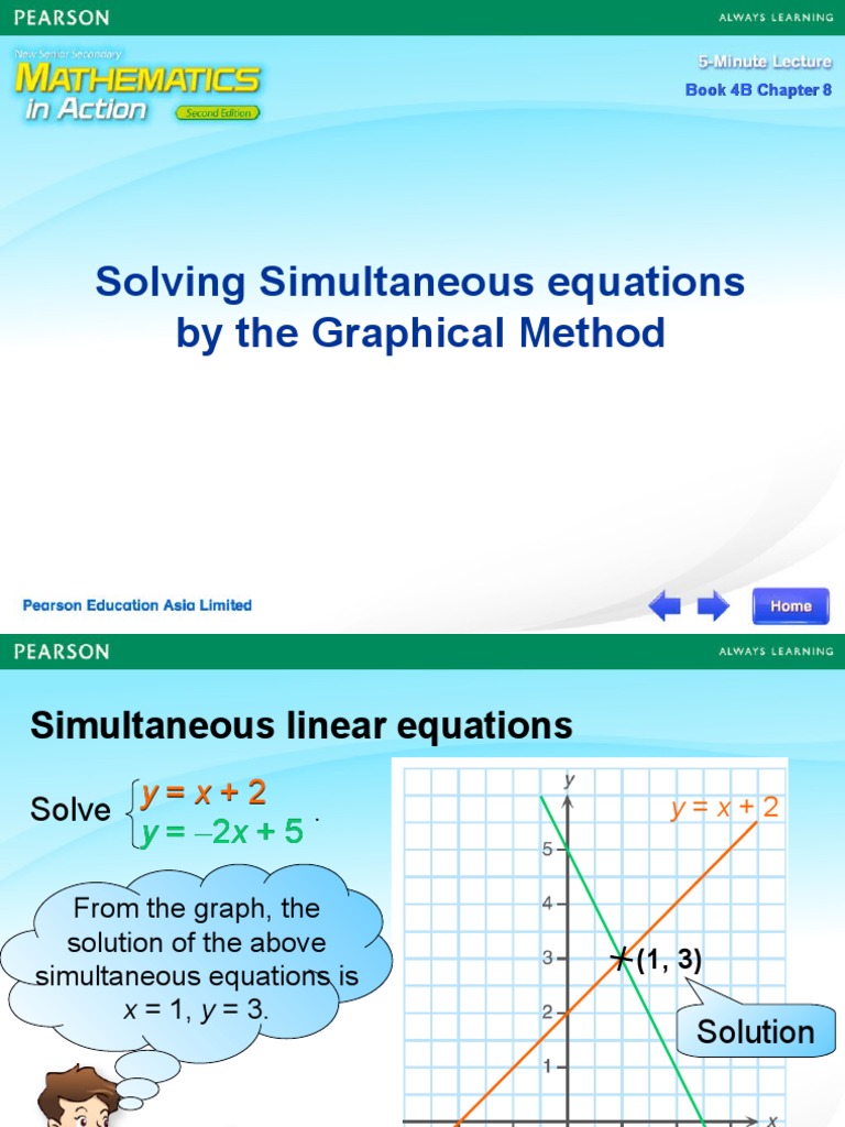 Solving Simultaneous Equations by The Graphical Method: Book 4B Chapter ...