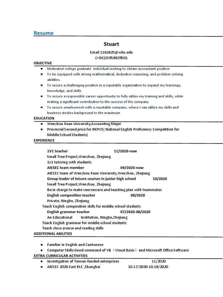 Resume: Stuart | PDF